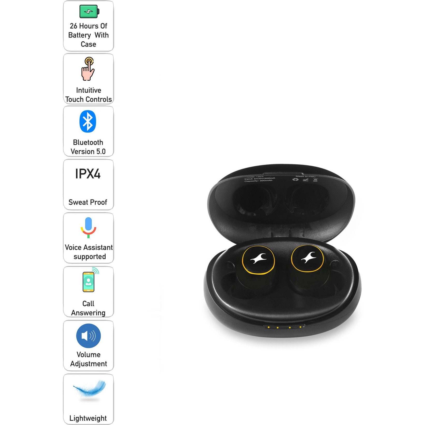 Fastrack Reflex Tunes FT1BKB01 Buds Bluetooth Headset (Black, True ...