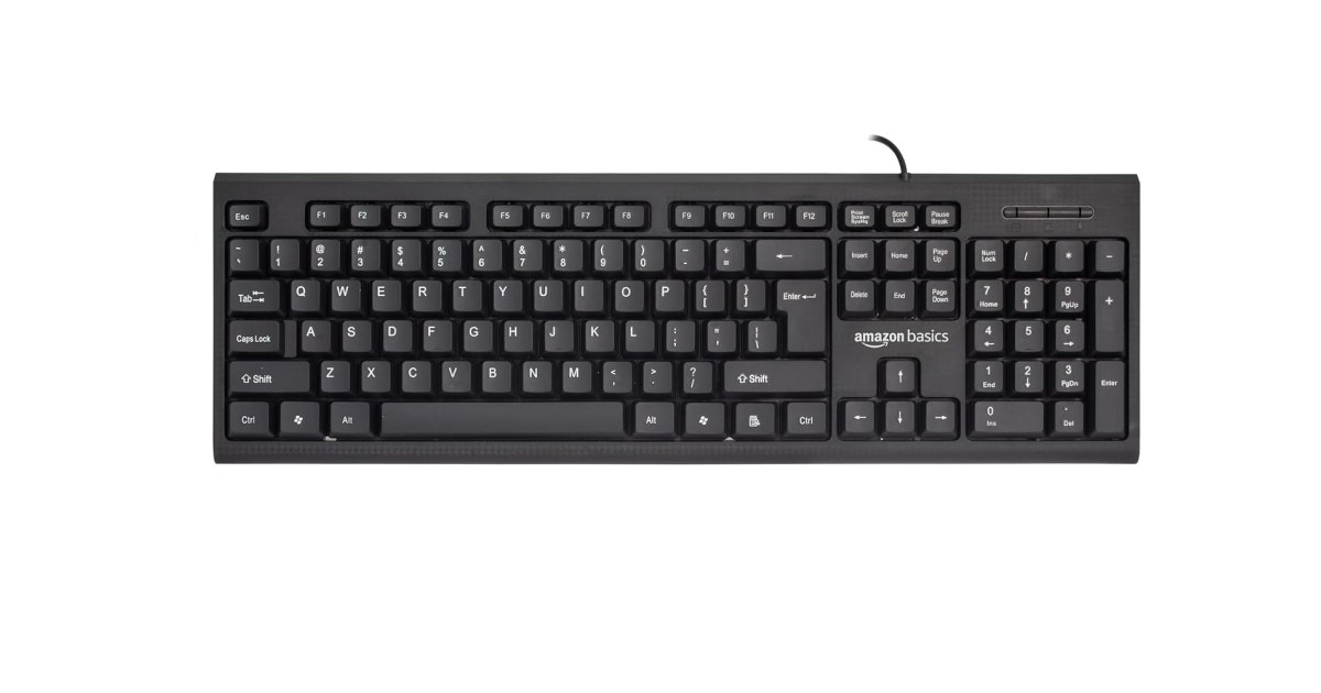 amazon basics Wired Multimedia Keyboard with 107 Keys, USB 2.0 ...