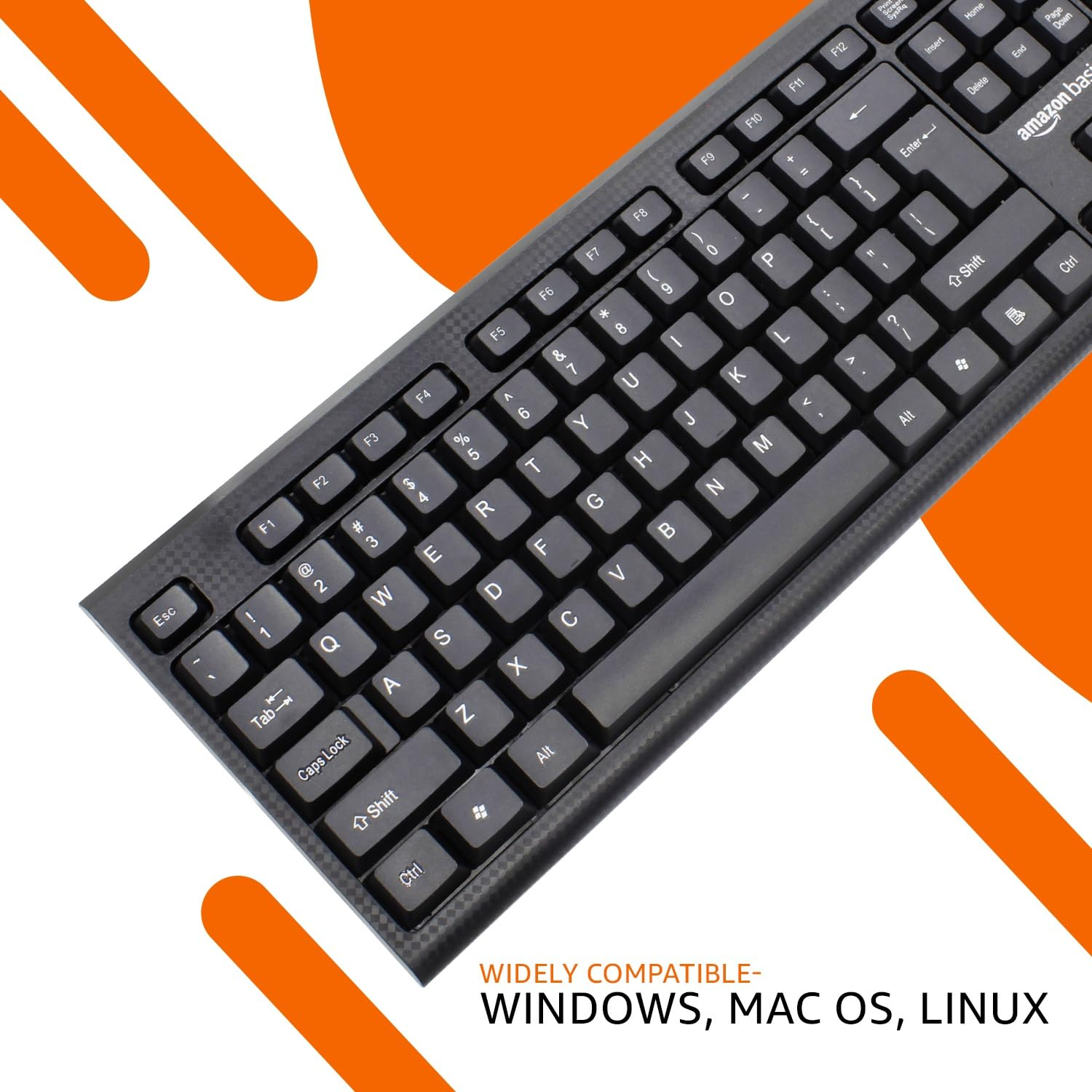 amazon basics Wired Multimedia Keyboard with 107 Keys, USB 2.0 ...