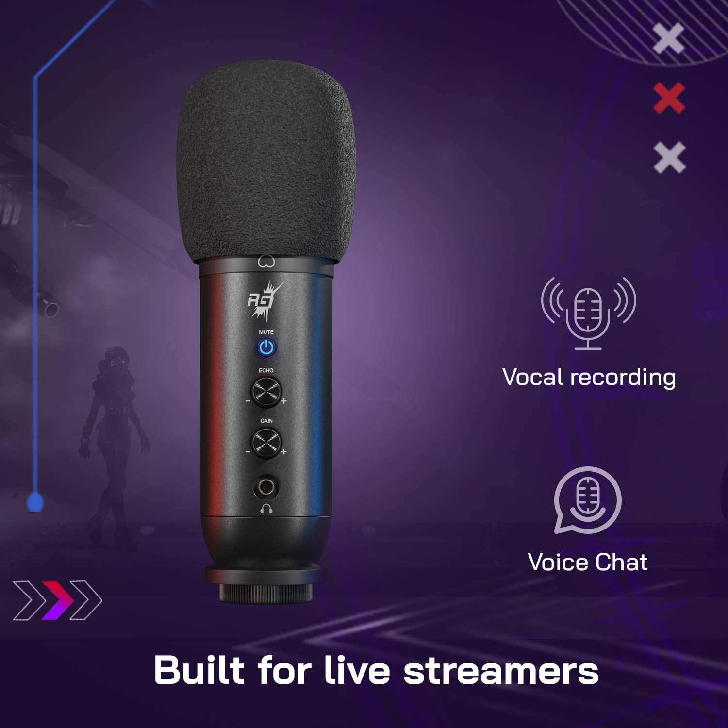 Redgear Shadow Vox Gaming Microphone with RGB Lighting, Adjustable ...