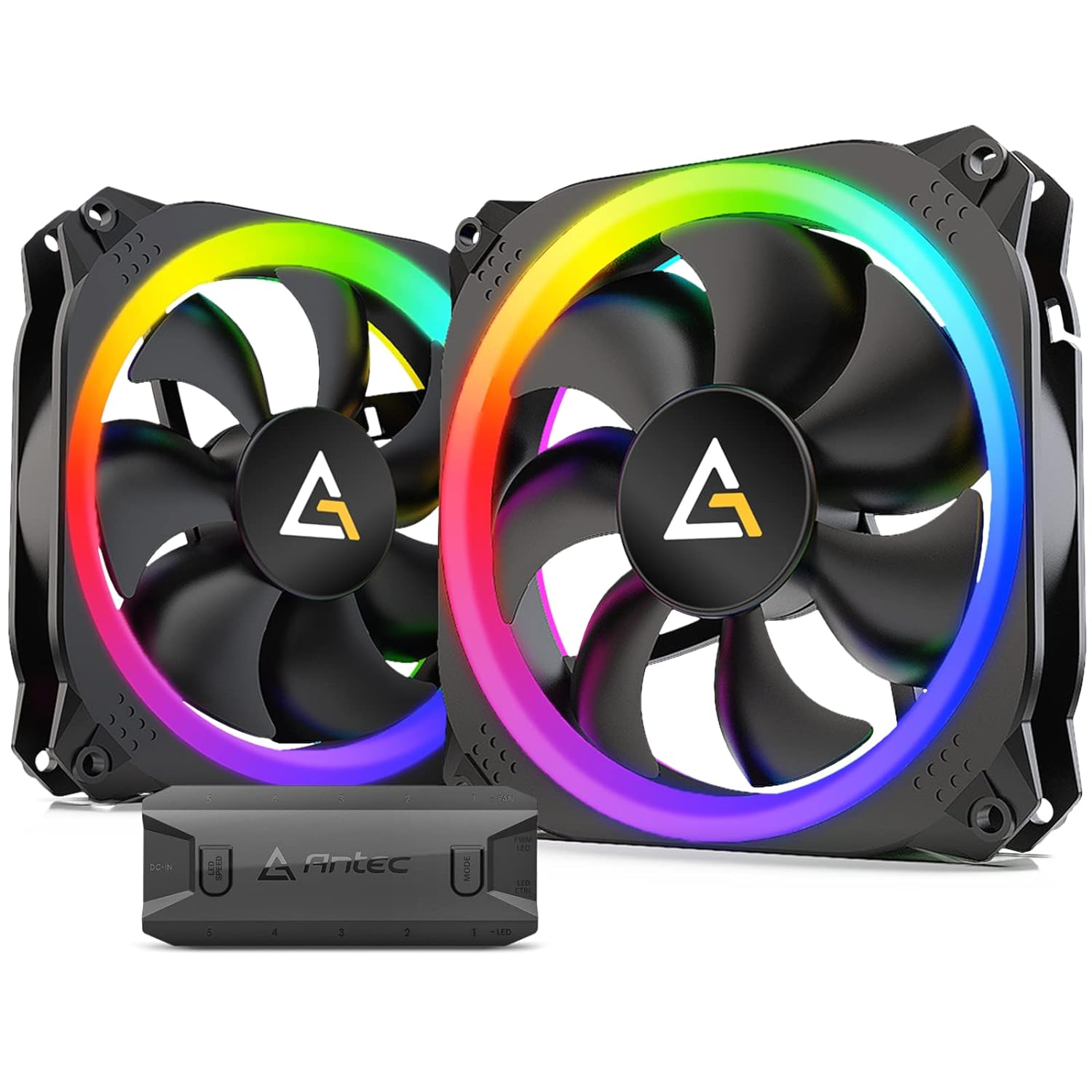 Antec Prizm 140 ARGB 140mm Addressable RGB Case Fan 2 Pack with ...