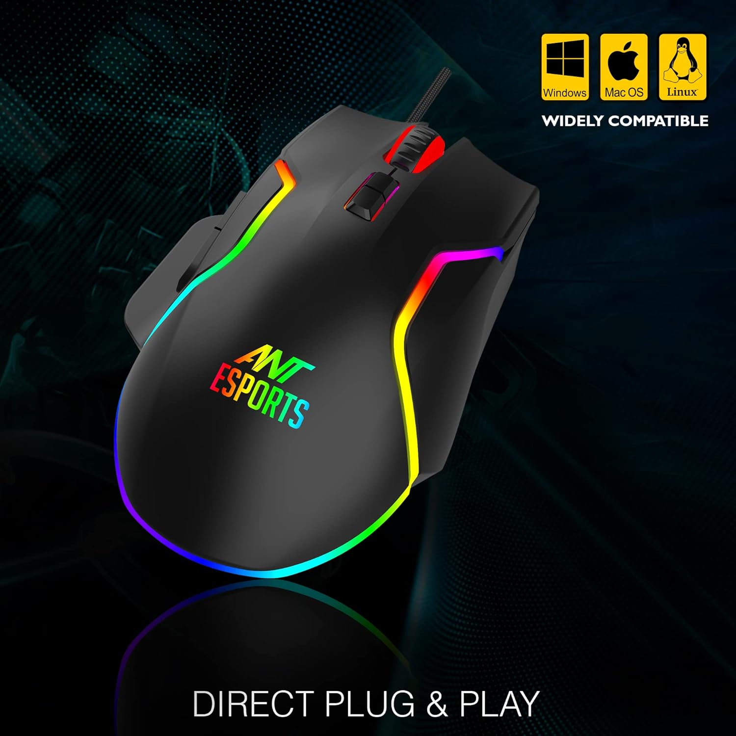 Ant Esports GM320 RGB Optical Wired Gaming Mouse 8 Programmable Buttons ...