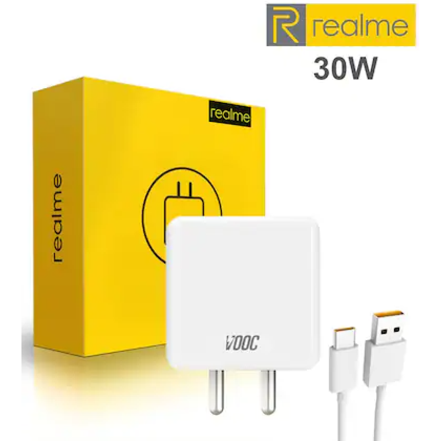 Realme Charger 30W Vooc Fast Charging with Type-C Cable for Realme Mobiles