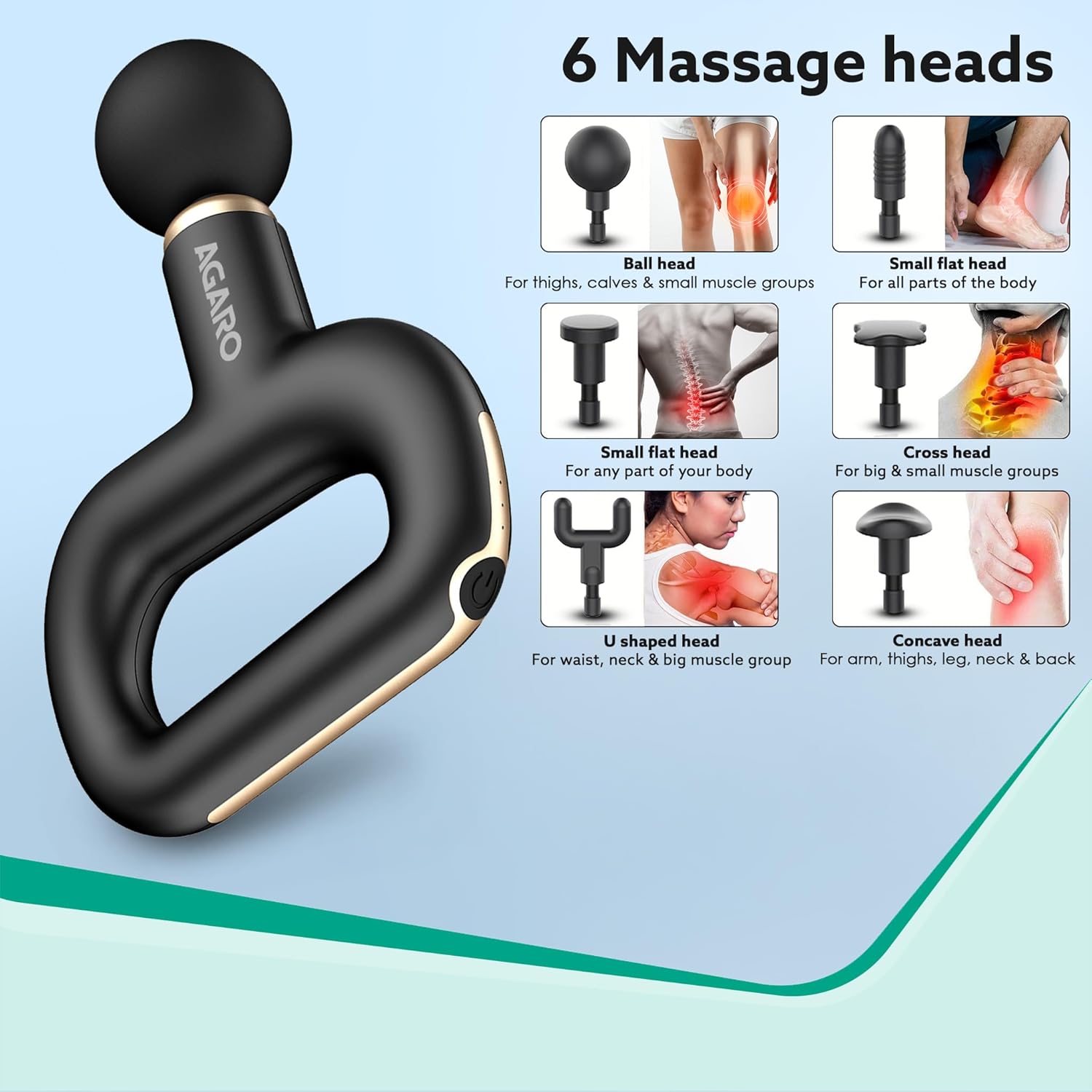 AGARO Icon Handheld Percussion Massage Gun, Brushless Motor ...
