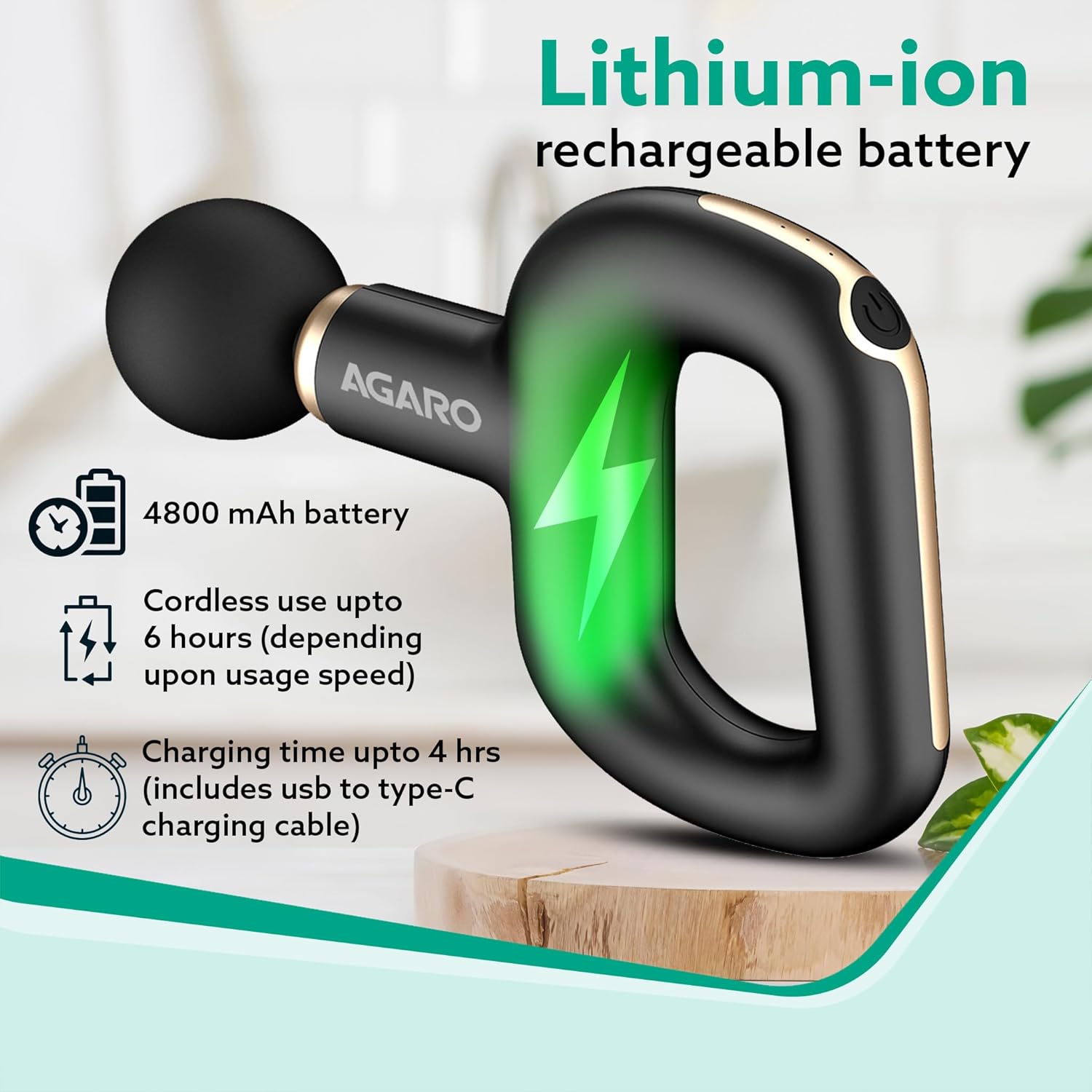 AGARO Icon Handheld Percussion Massage Gun, Brushless Motor ...
