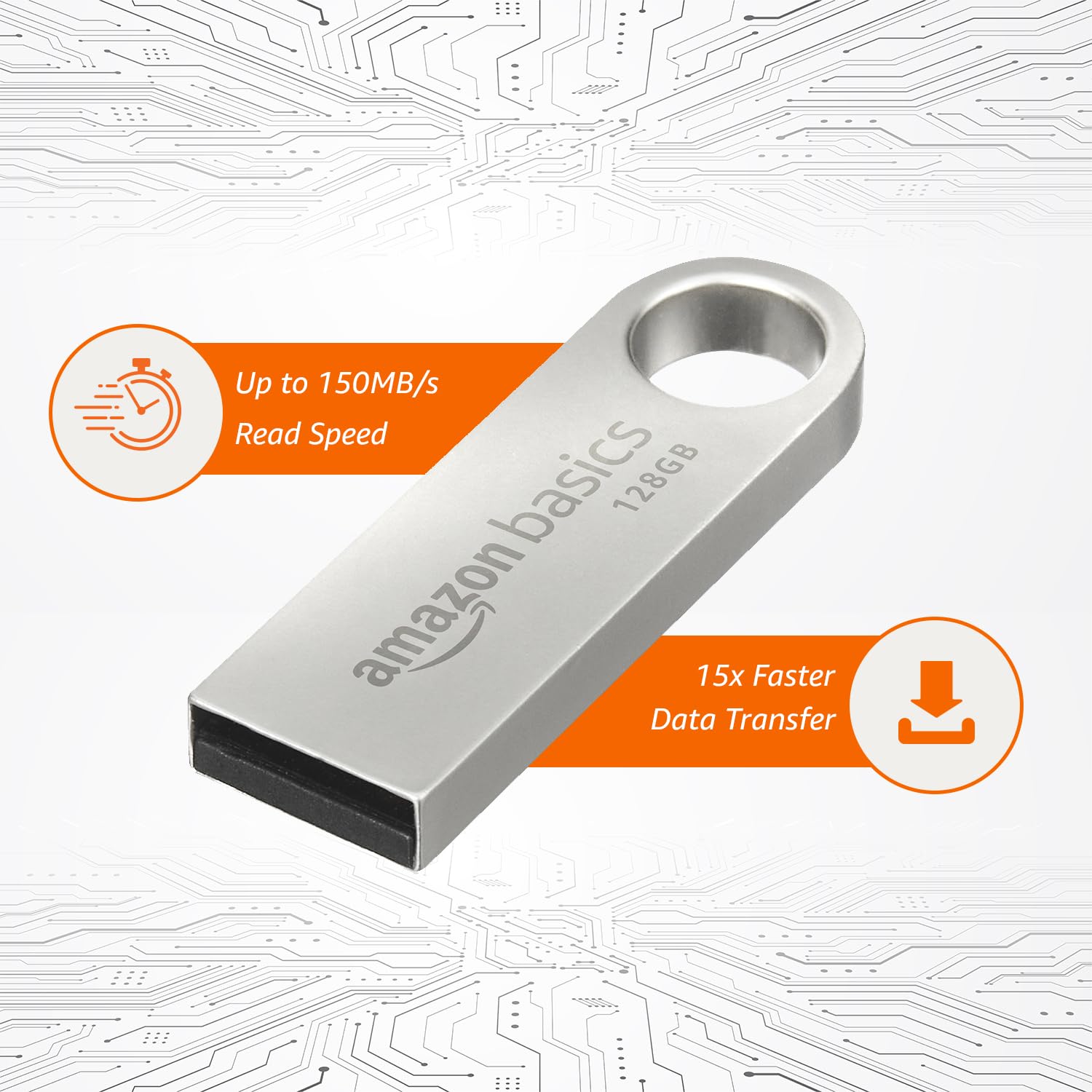Amazon Basics 128 GB Flash Drive | USB 3.0 | Upto 150 MB/s | Metallic ...