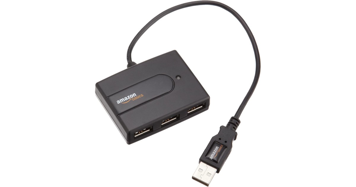 Amazon Basics 3-Port USB to USB 2.0 Ultra-Mini Hub Adapter