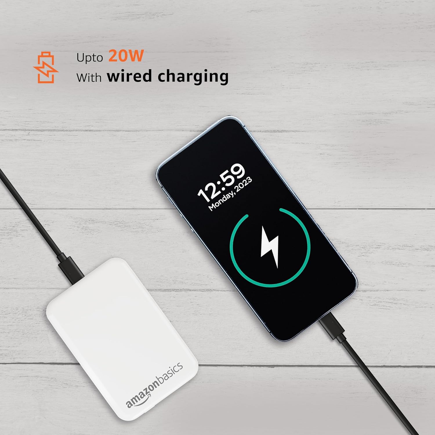 Amazon Basics 5000mAh Li-Polymer Wireless Power Bank | Two-Way Fast ...