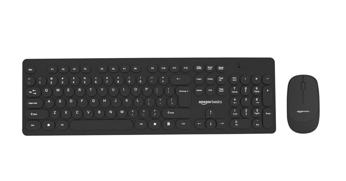 Amazon Basics Wireless Keyboard and Mouse Combo | 1000 DPI Mouse | 104 ...