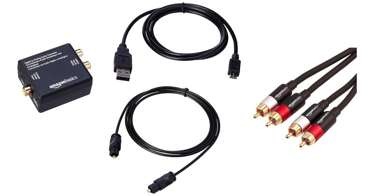 AmazonBasics Digital Optical Coax to Analog RCA Audio Converter Adapter ...