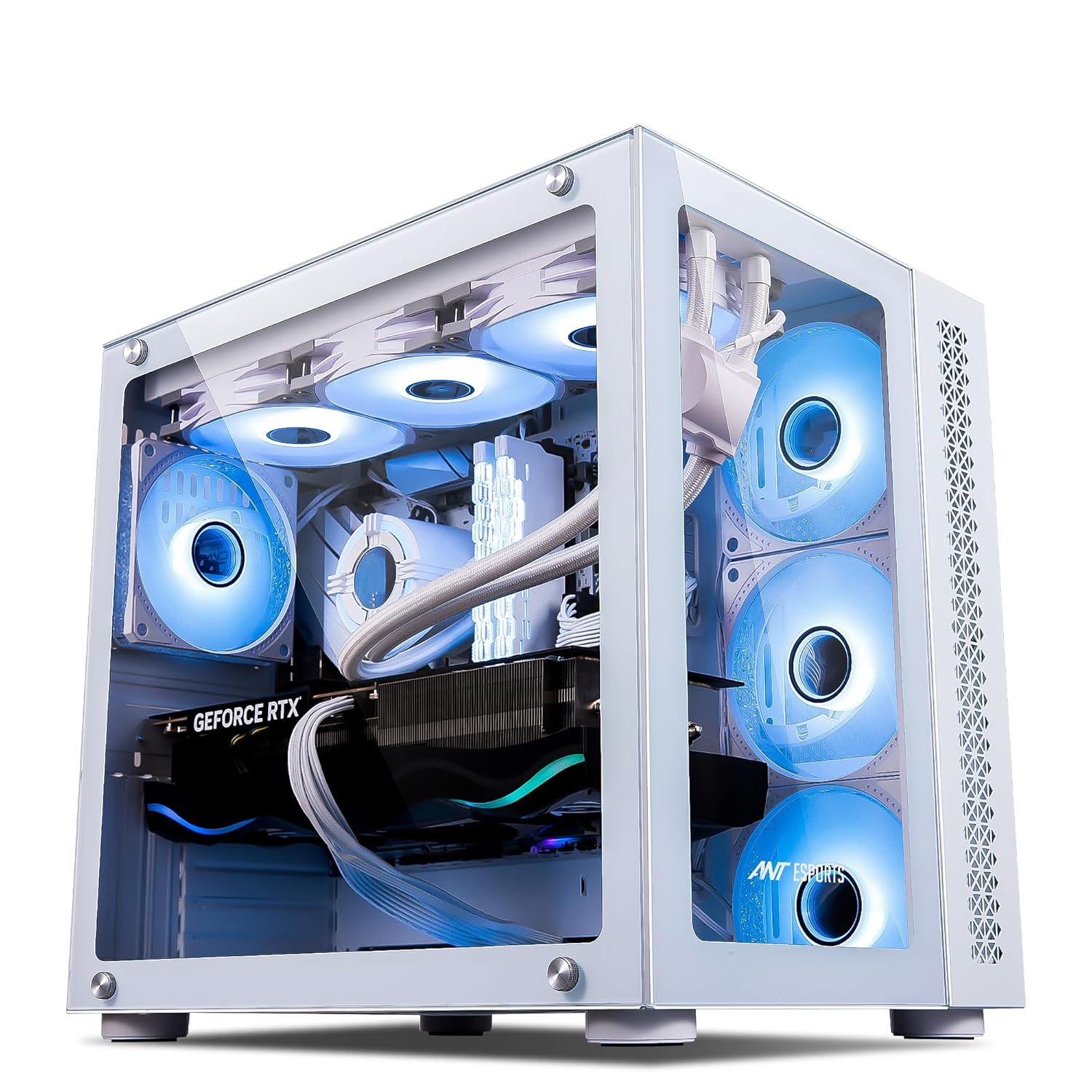 Ant Esports Crystal Mini-Tower Computer Case/Gaming Cabinet - White ...