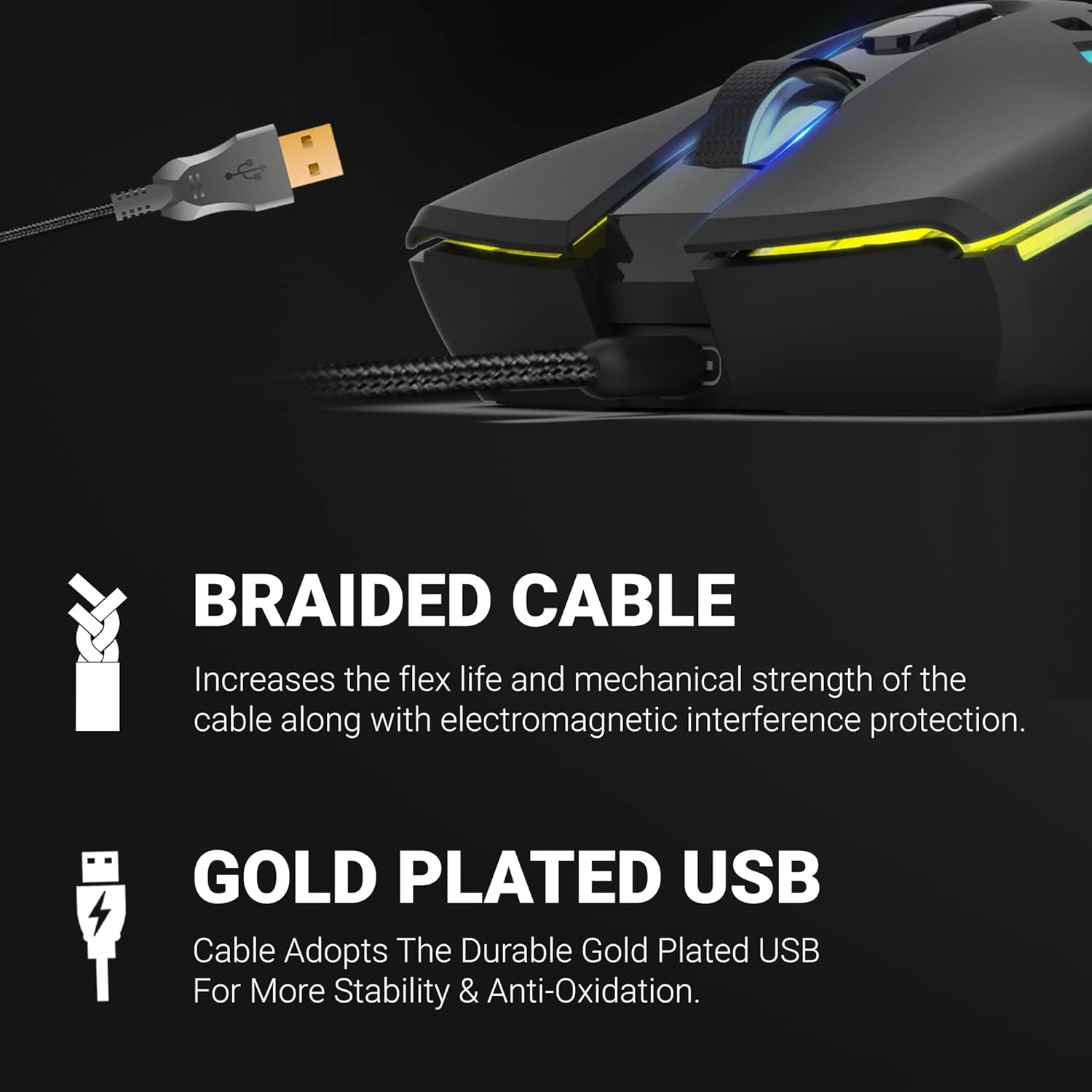 Ant Esports GM80 USB RGB Wired 6 Programmable Buttons, 3200 DPI ...