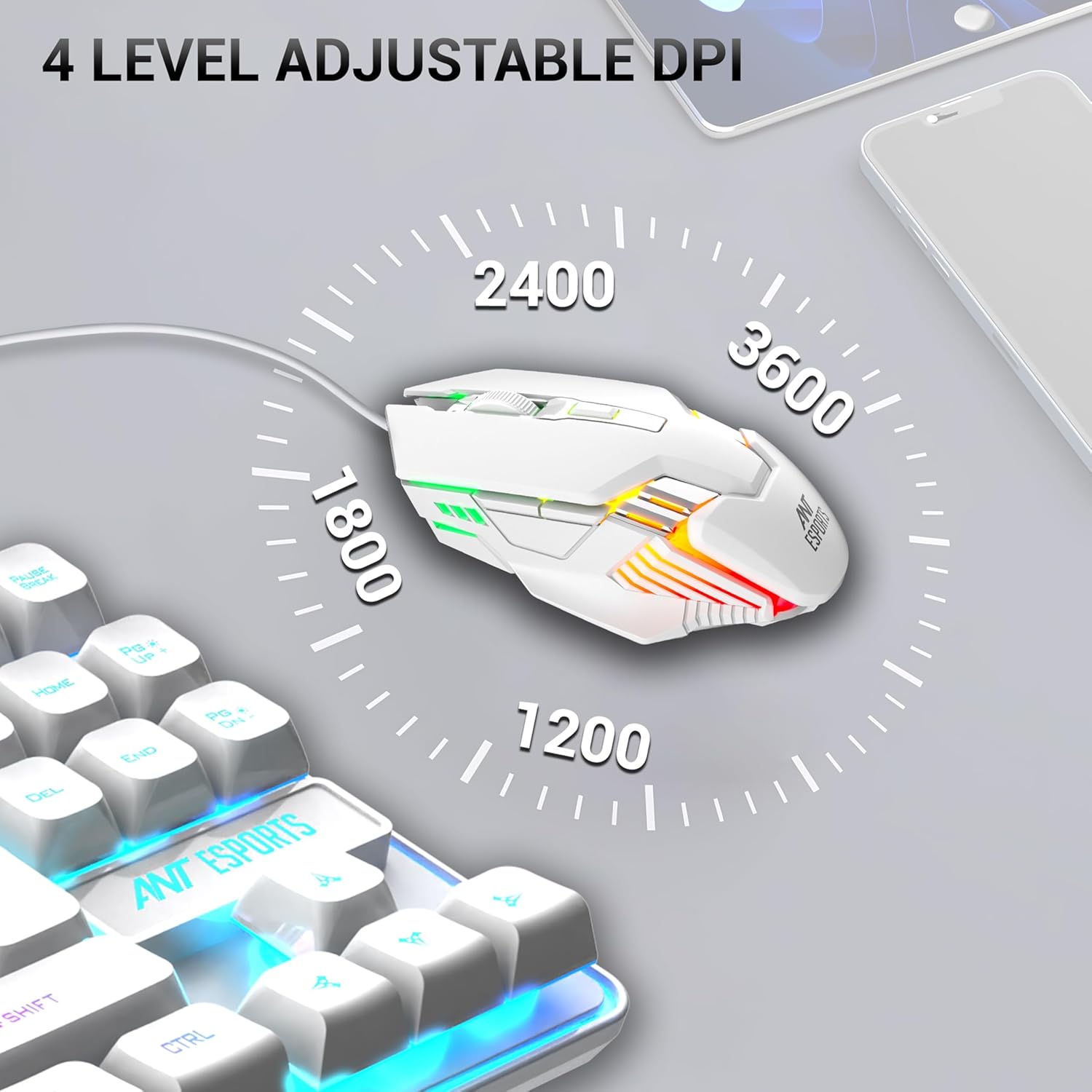 Ant Esports MK710 V2 Membrane TKL Wired Gaming Keyboard Mouse Combo 87 ...