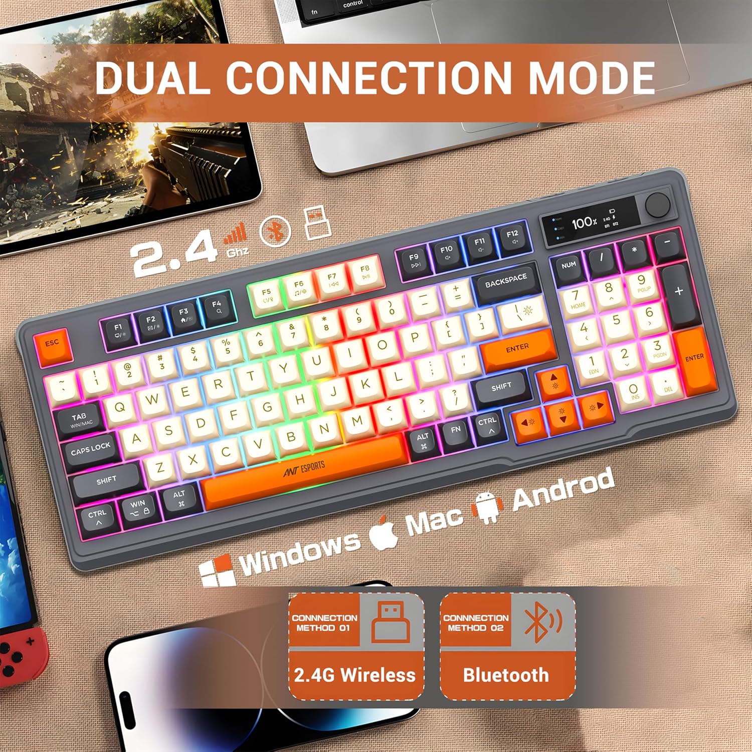 Ant Esports MK801 V2 Pro Wireless Mecha Membrane Backlit Gaming ...