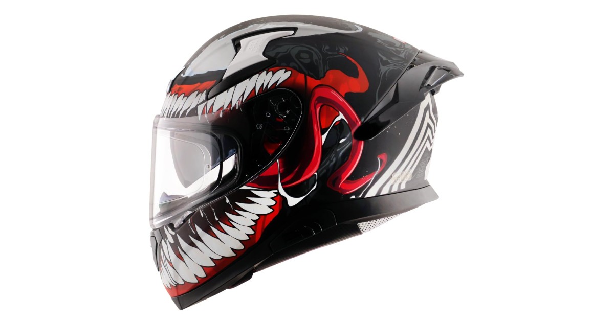 Axor Apex Marvel Venom ISI ECE and DOT Certified Motorbike Helmet Dull ...