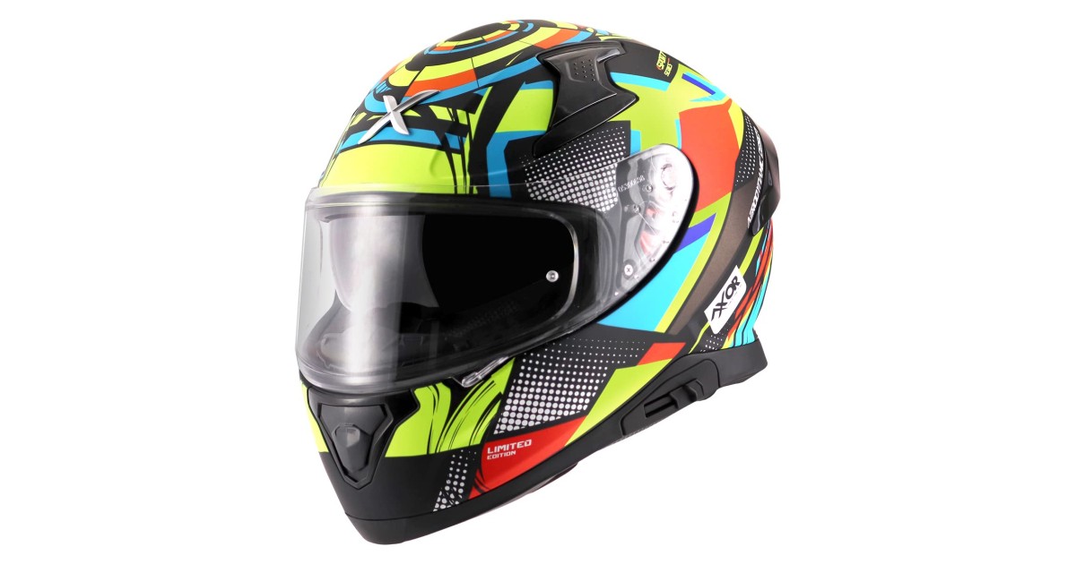 Axor Apex Vivid Dull Black Neon Yellow Helmet Motorbike Helmet -XL