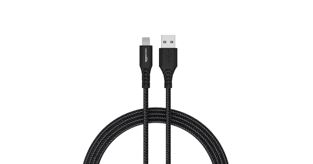 AmazonBasics USB A to Lightning PVC Molded Nylon MFi Certified Charging ...