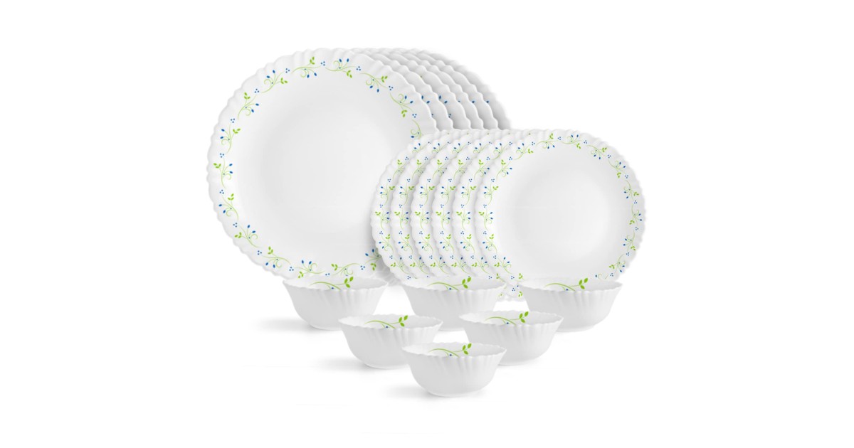 Cello Opalware Dazzle Series Tropical Lagoon Dinner Set, 18 Units