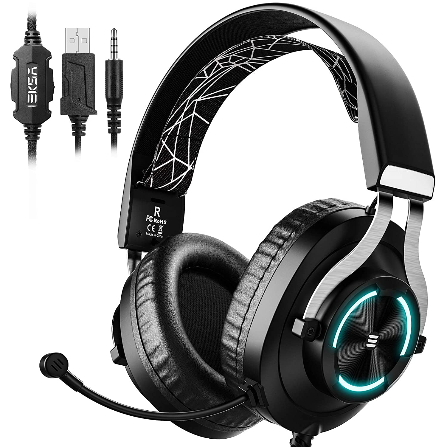 Eksa E3000 Gaming Wired On Ear Headphones Noise Cancelling, Led Light ...