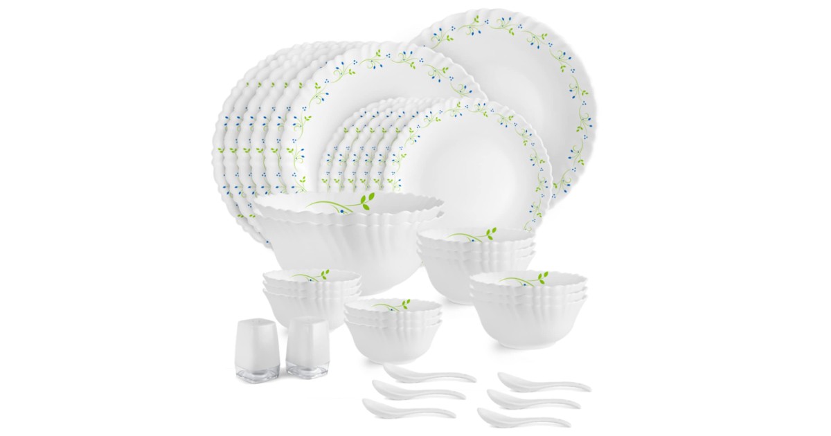 Cello Tropical Lagoon Dazzle Series Opalware Dinner Set, 35 Units Opal ...