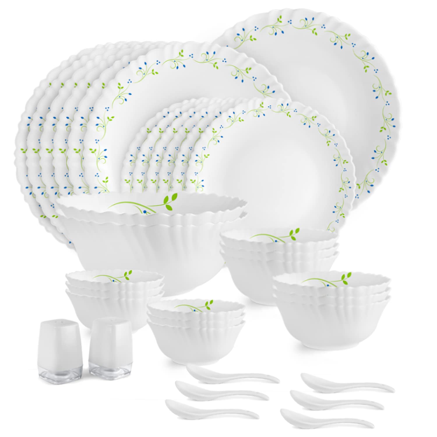 Cello Tropical Lagoon Dazzle Series Opalware Dinner Set, 35 Units Opal ...