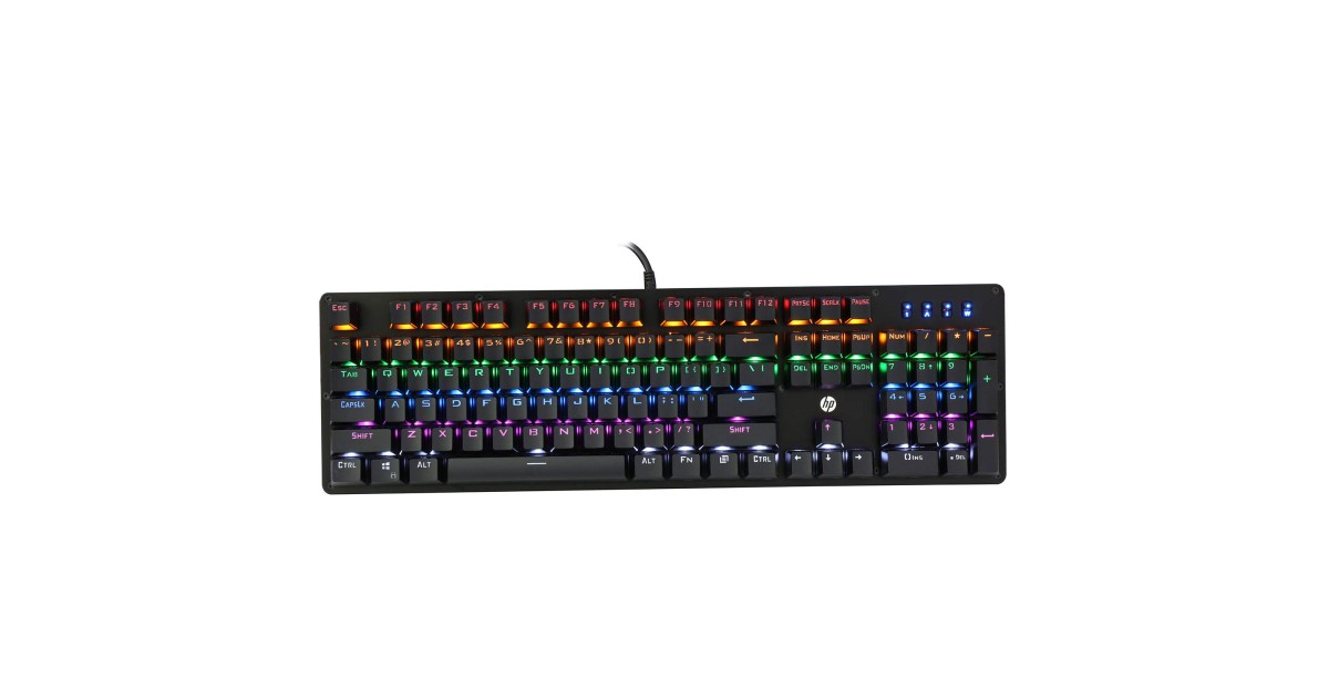 HP GK100 Wired Full Size RGM Backlit Mechanical Gaming Keyboard, 4 LED ...