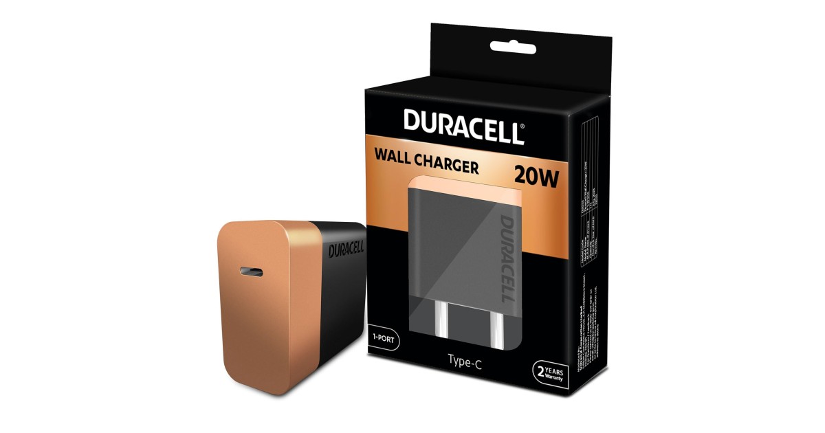 Duracell 20 Watts Fast Wall Charger Adapter, 1 USB Type C Power ...