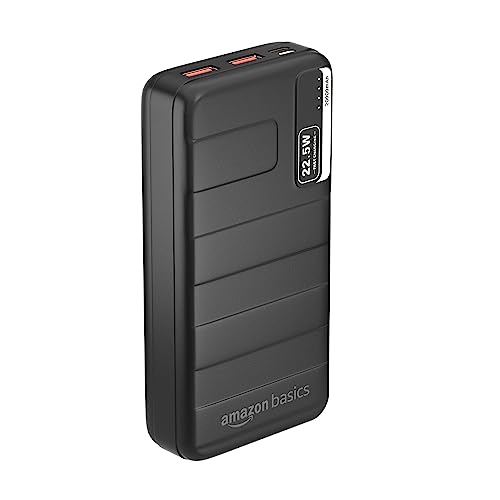 Amazon Basics 20000mAh 12W Lithium-Polymer Power Bank Dual Input, Dual ...