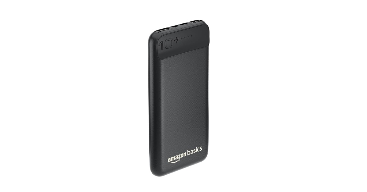 amazon basics 10000mAh 12W Lithium-Polymer Power Bank Dual Input, Dual ...