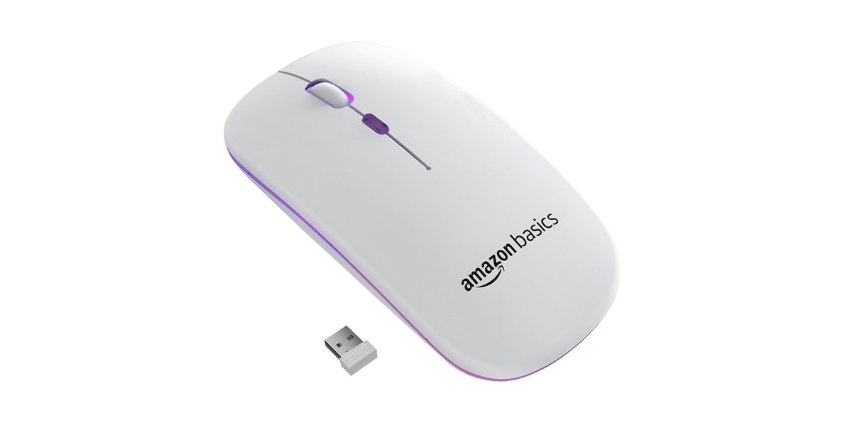 amazon basics Rechargeable Wireless Mouse with RGB LED Backlit 1600 DPI ...