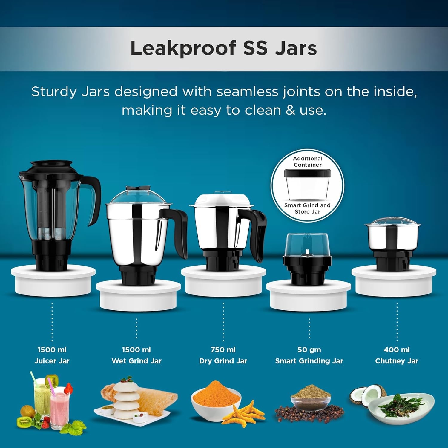 Butterfly Smart Plus 750W Mixer Grinder with 5 Jars | Multipurpose Jars ...