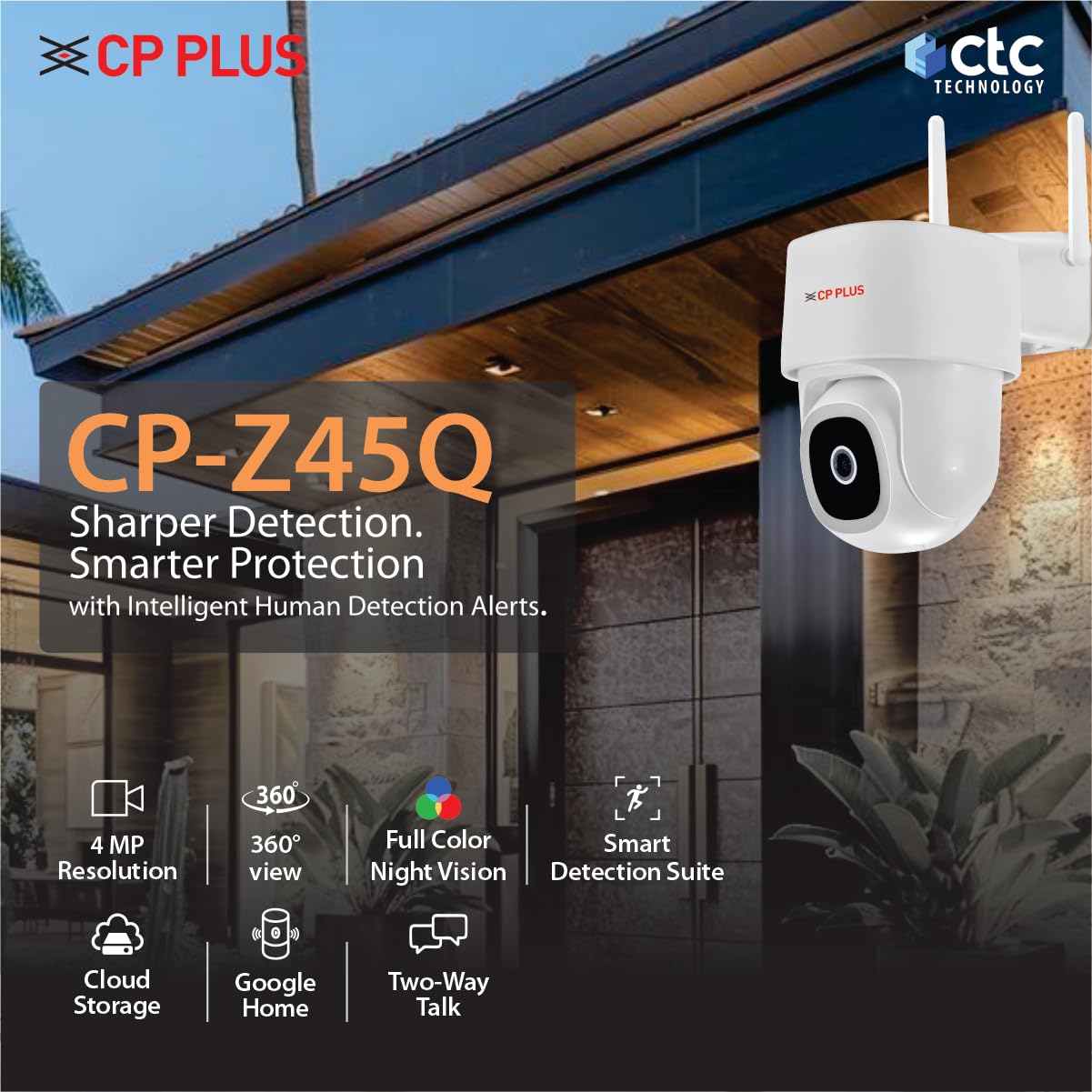 CP PLUS 4MP Quad HD Wi-Fi CCTV Camera for Outdoor | 360° Pan & Tilt ...
