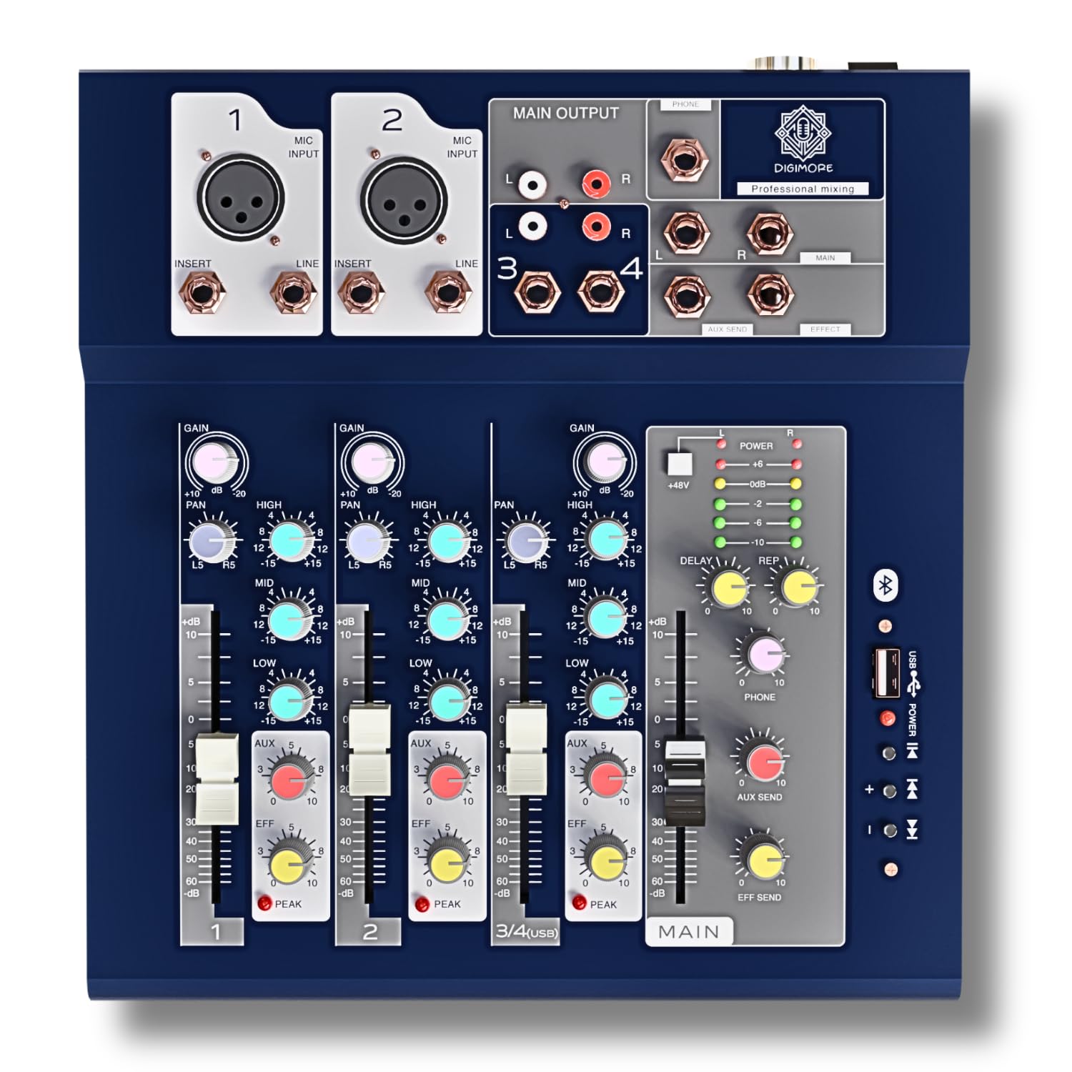 DIGIMORE Audio Mixer 4 Channel | Mixing Console with USB Audio mp3 and ...