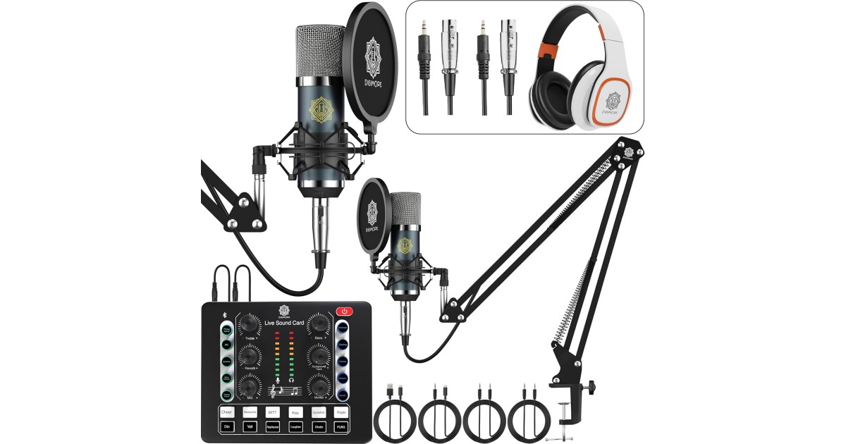 DIGIMORE Dual Condenser Microphone Kit for Singing with D-220 Sound ...