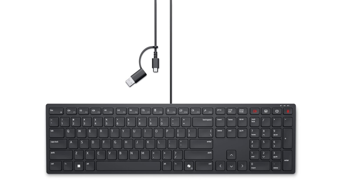 Dell KB525C-Black, Wired Collaboration Keyboard, Quiet Keys, Spill ...