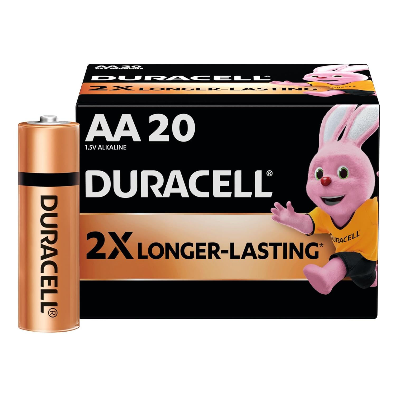 Duracell Alkaline AA Battery, Pack of 20, Everyday Devices, Clock, Toy ...
