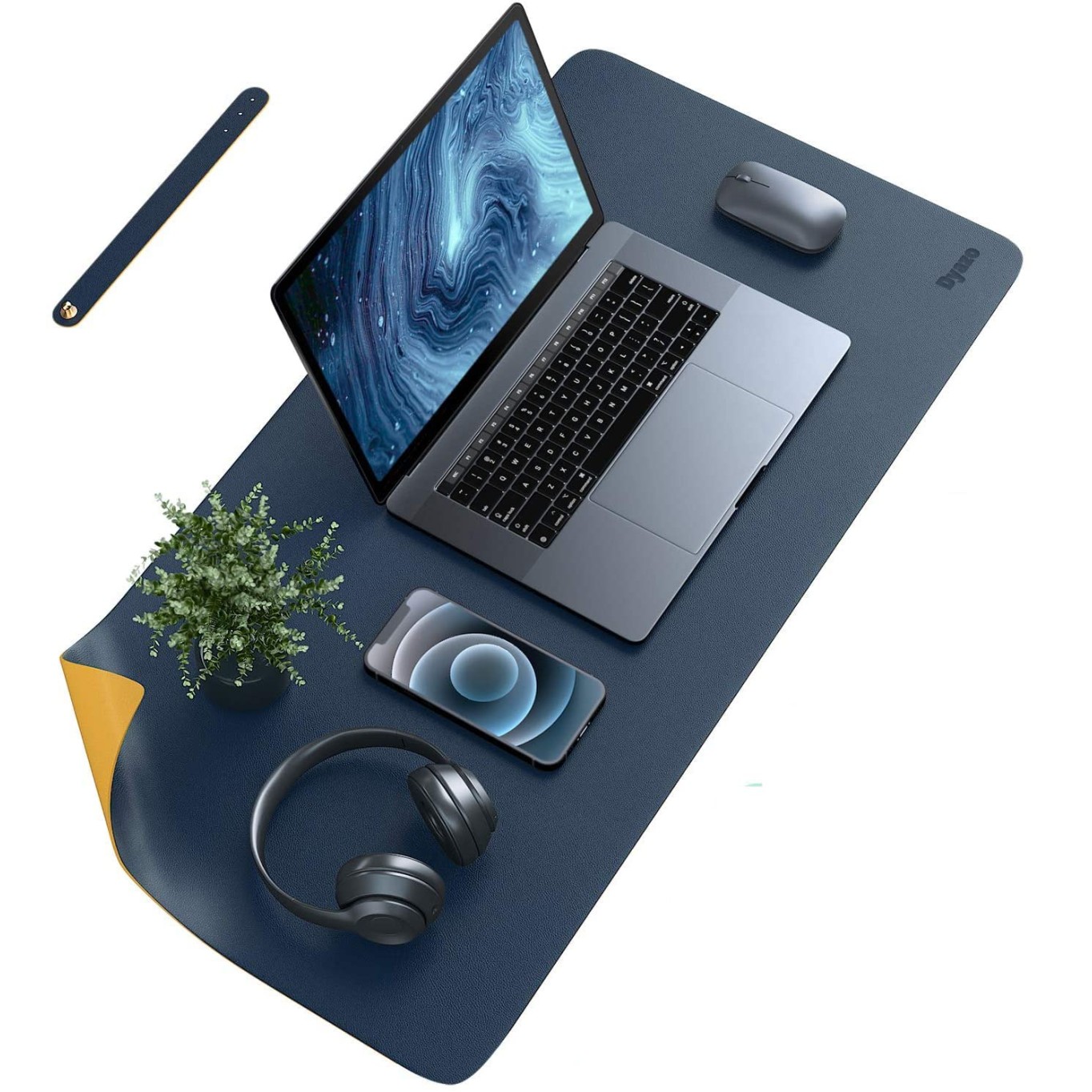 Dyazo Vegan PU Leather Mouse Pad, Extended Desk Mat Reversible Anti ...