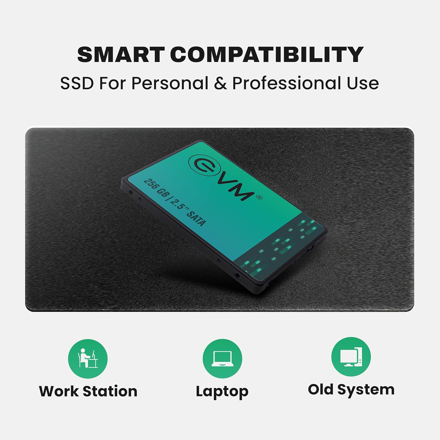 EVM 256GB 2.5-Inch SATA Internal SSD - 550MB/s Read & 500MB/s Write - 5 ...