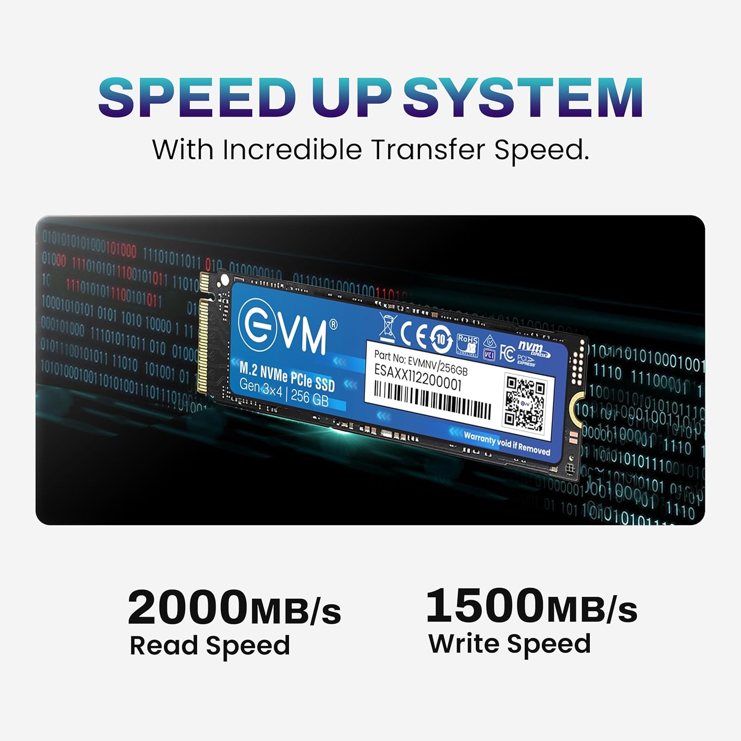 EVM 256GB NVMe Gen 3x4 Internal SSD (2280) – Upto 2000MB/s Read ...
