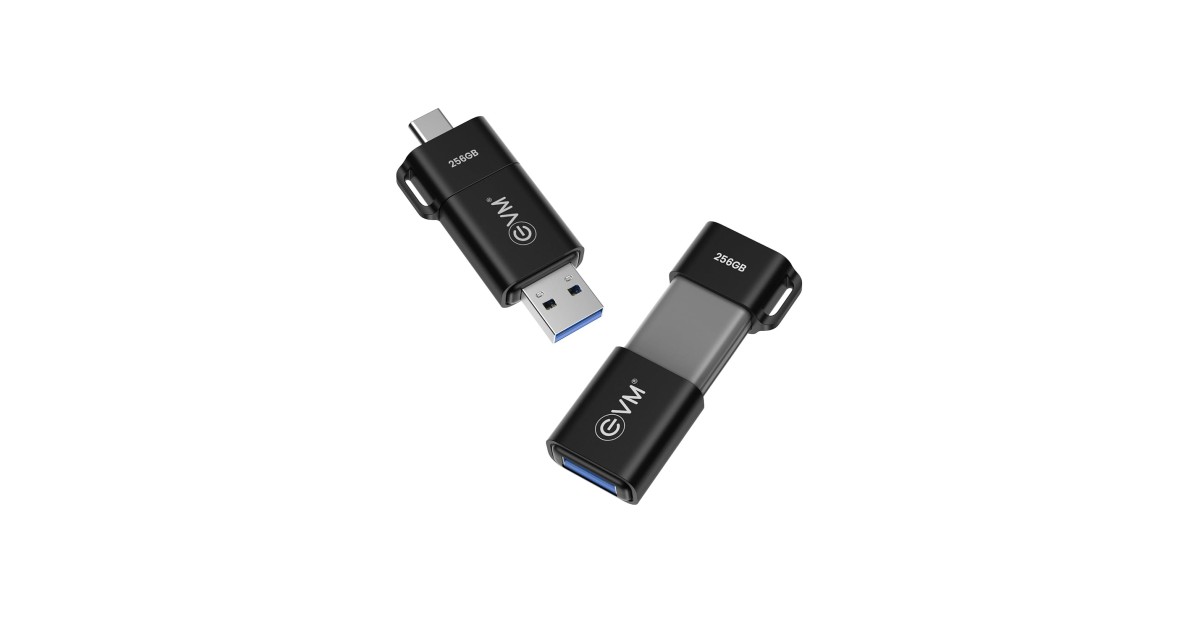 EVM EnXO 256GB OTG Flash Drive USB 3.2 Gen 1 – High-Speed Dual USB Type ...