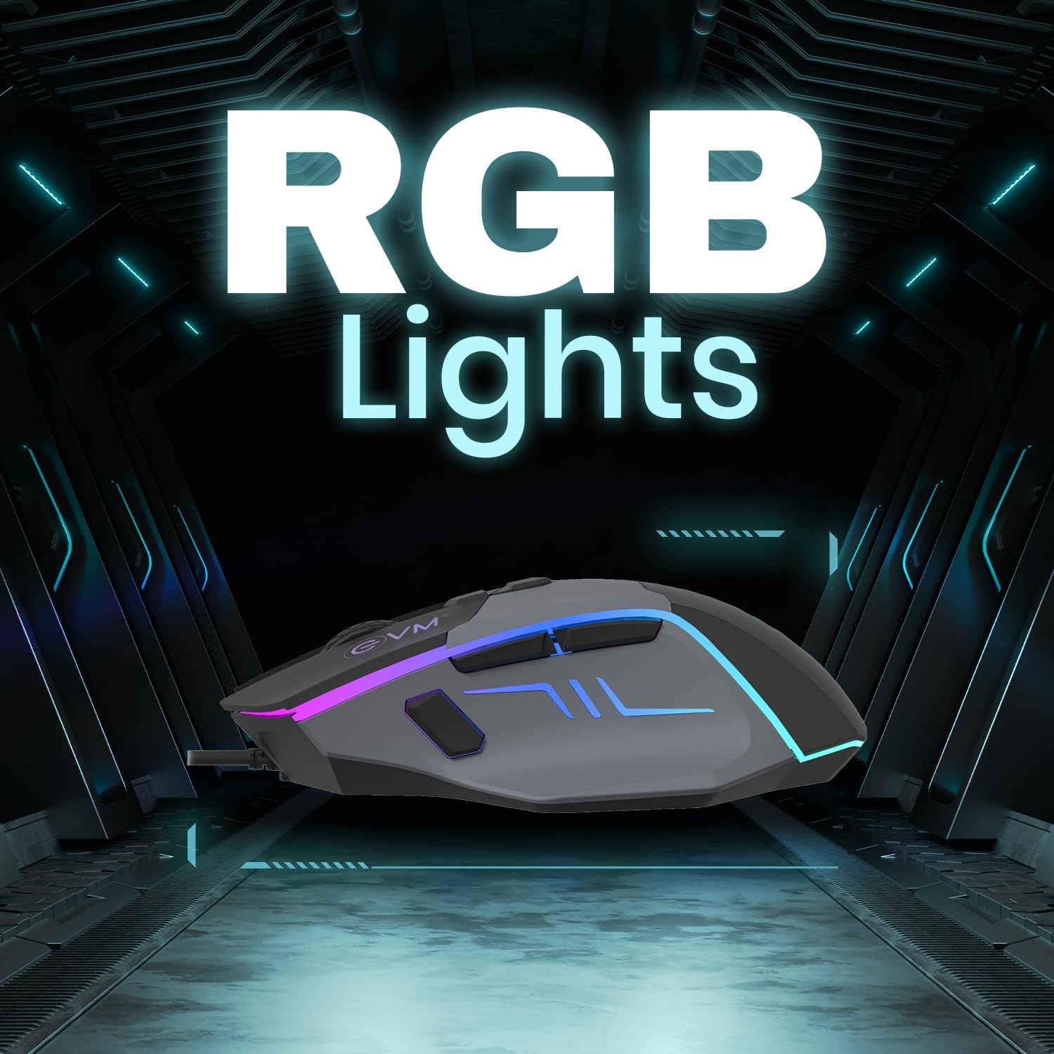 EVM Wired Gaming Mouse, 8D Buttons, 6400 DPI Adjustable, RGB Lights, 1 ...