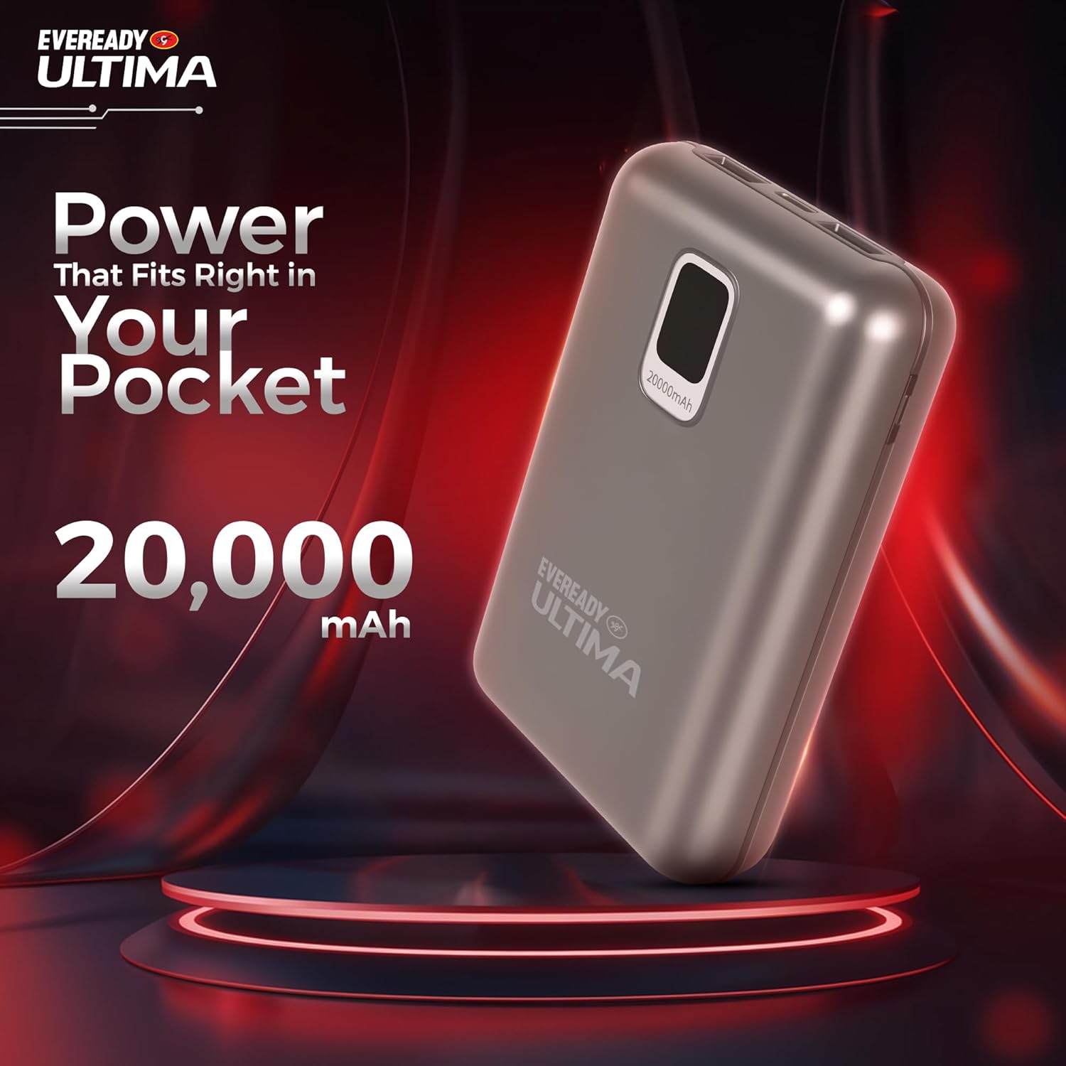 Eveready Ultima Power Bank PB 21, 20,000mAh, 22.5W Fast Charging, Dual ...