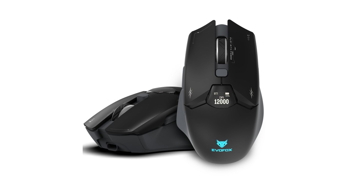 EvoFox Banshee 2 Wireless Gaming Mouse with Display Tri-Mode (2X BT,2 ...
