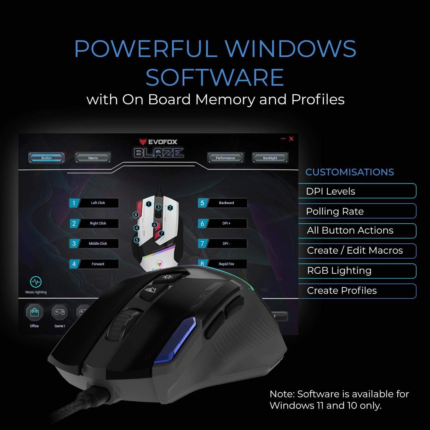 EvoFox Blaze Ultra Value 8 Button Programmable Gaming Mouse with 1000Hz ...