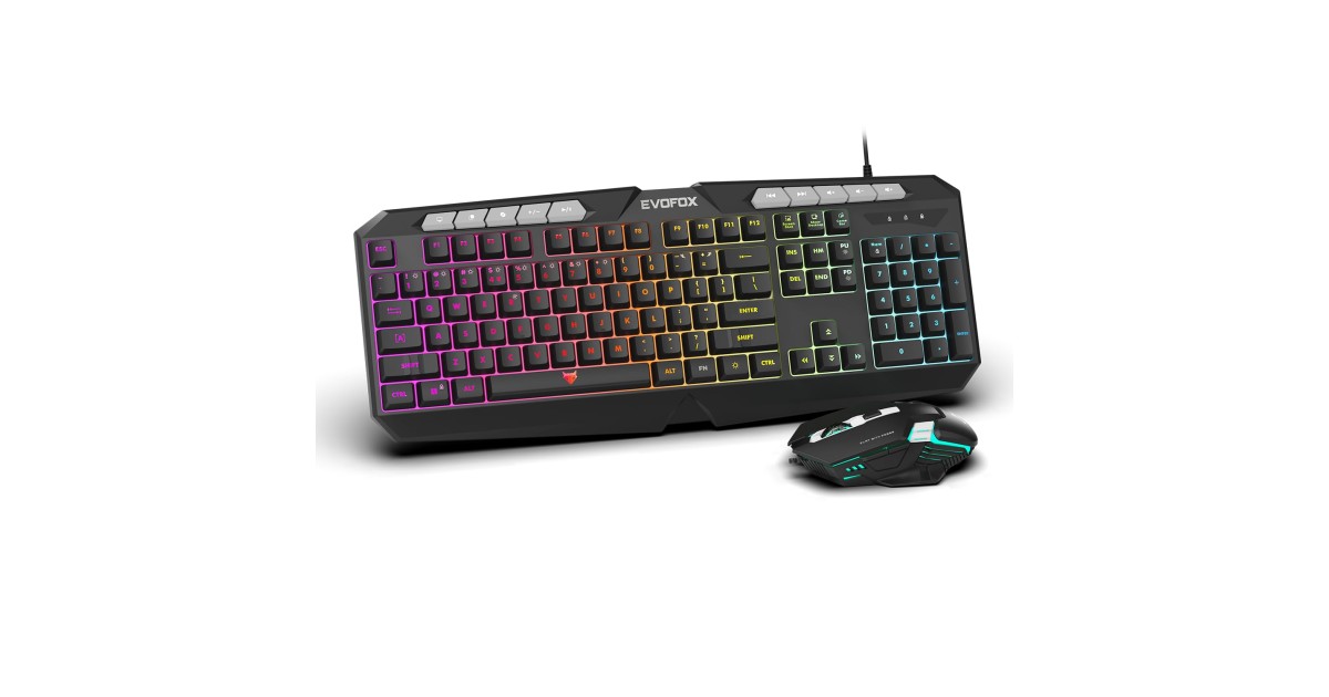 EvoFox Deathray V2 Gaming Keyboard and Mouse Combo | 6 Zone RGB ...