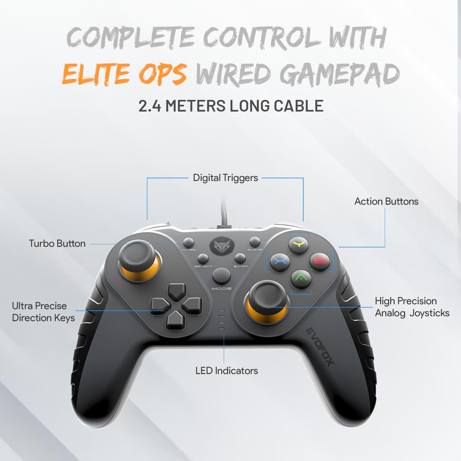 EvoFox Elite Ops Wired Gaming Controller for PC, Android TV and PS3 ...