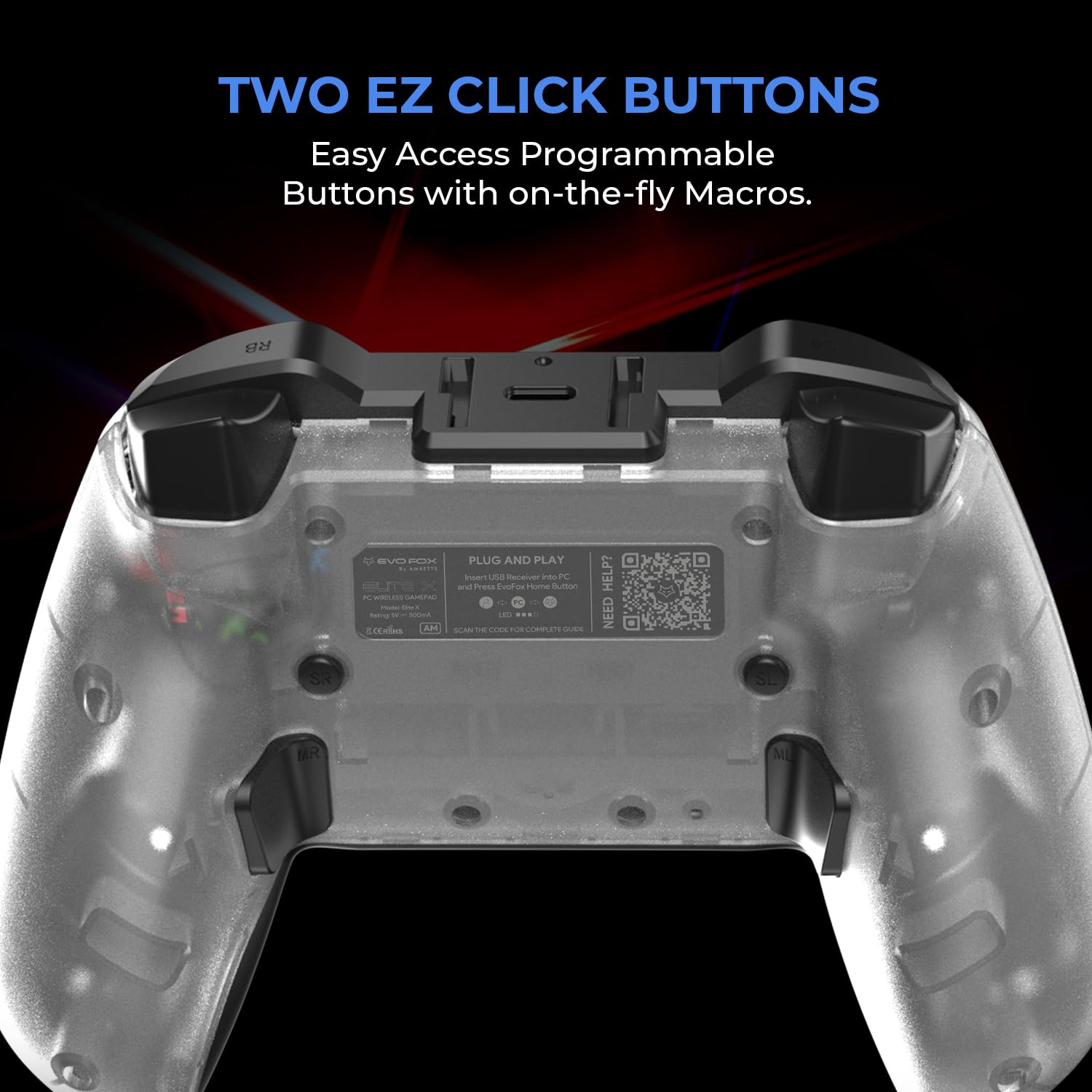 EvoFox Elite X Wireless Gamepad for PC with Dual Vibration Motors, 2 ...