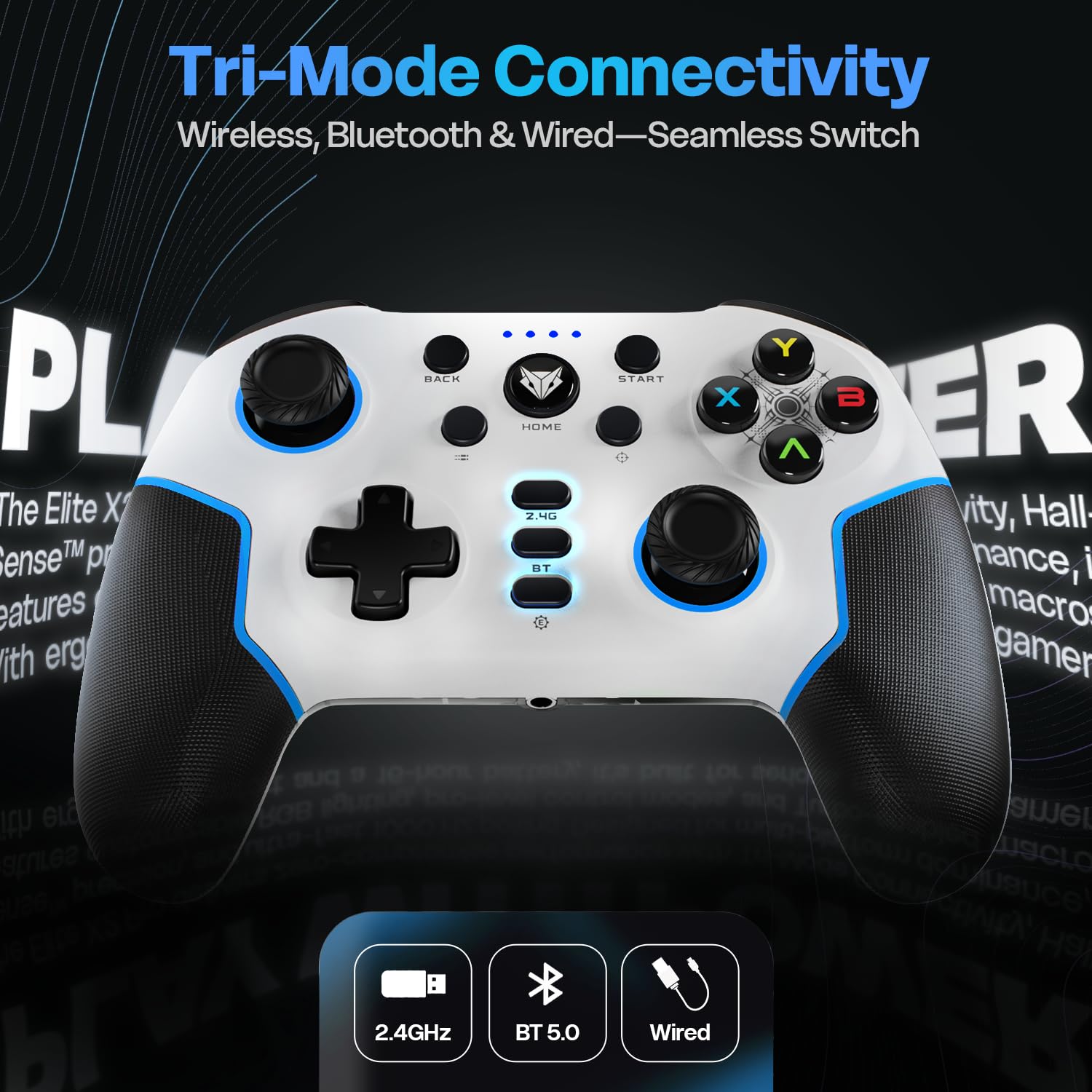 EvoFox Elite X2 Pro Gaming Controller for PC, Tri-Mode 2.4G/BT/Wired ...