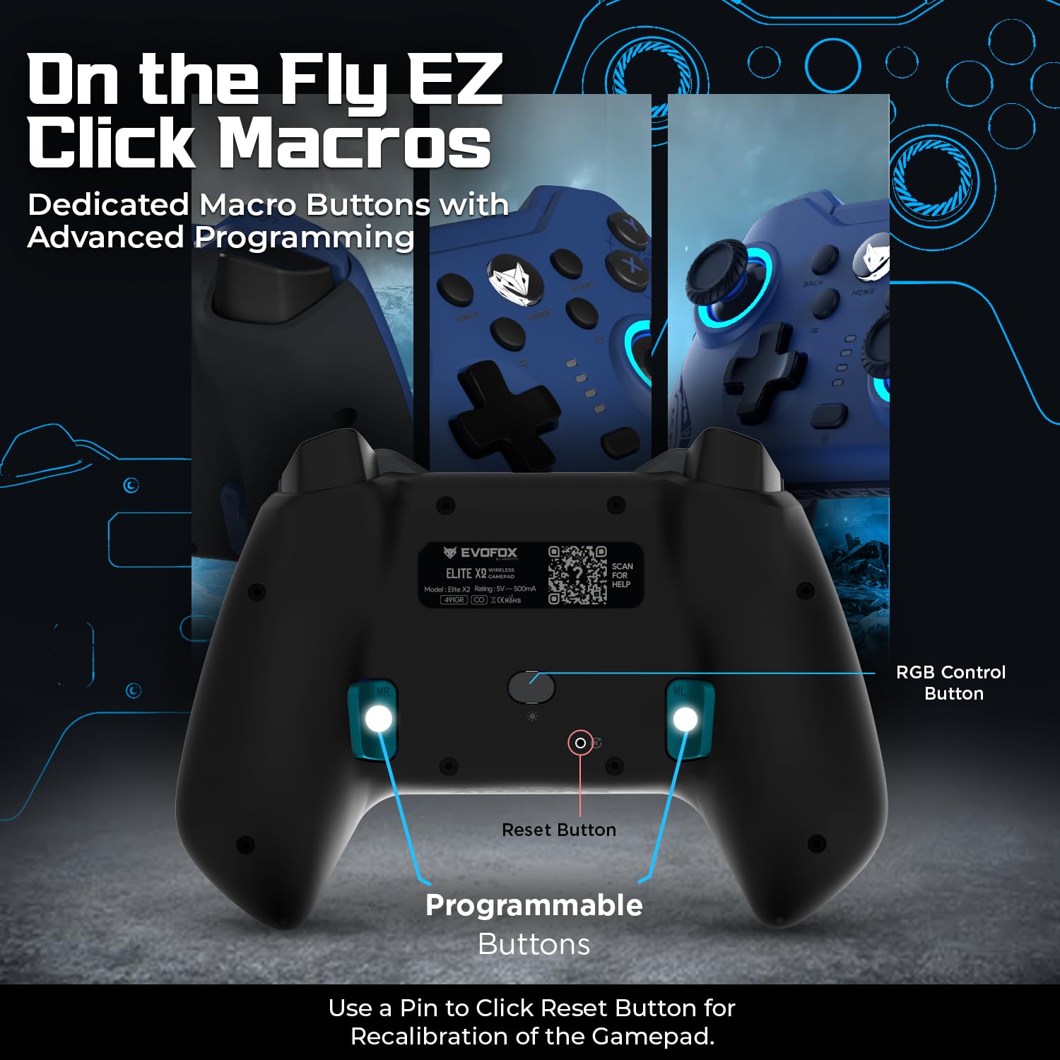 EvoFox Elite X2 Wireless Gaming Controller For PC with 1000Hz Polling ...