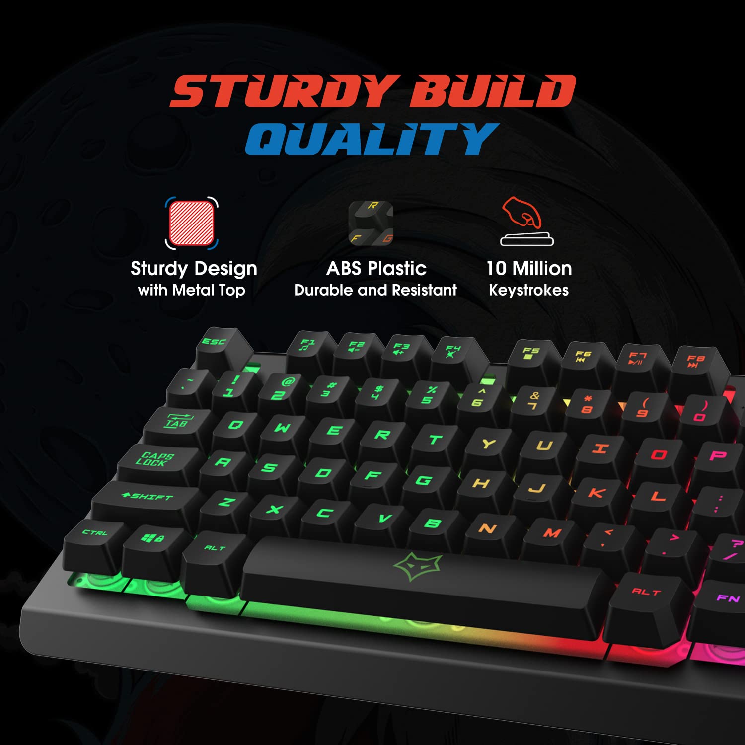 EvoFox Warhammer Full Size Gaming Keyboard with Breathing Effect LED ...